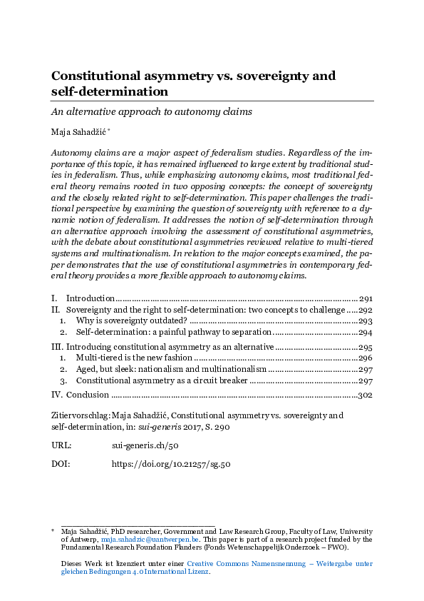 (PDF) Constitutional asymmetry vs. sovereignty and self-determination ...