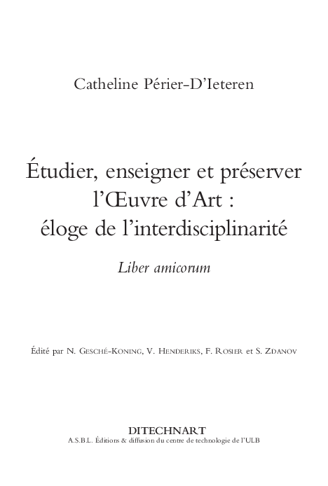 (PDF) Catheline Périer-D'Ieteren. Étudier, enseigner et préserver l ...
