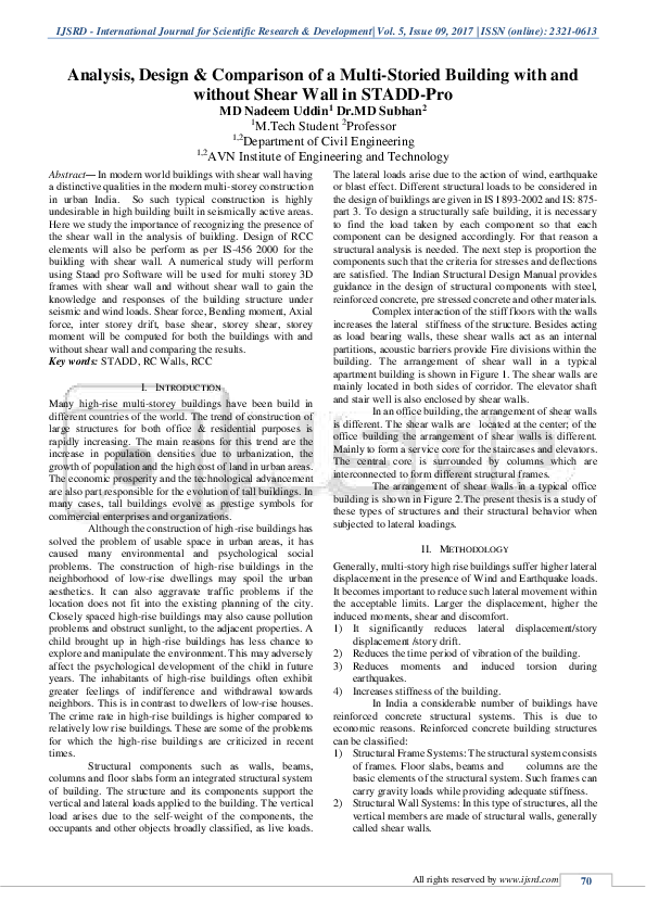 (PDF) Analysis, Design & Comparison of a Multi-Storied Building with and without Shear Wall in ...