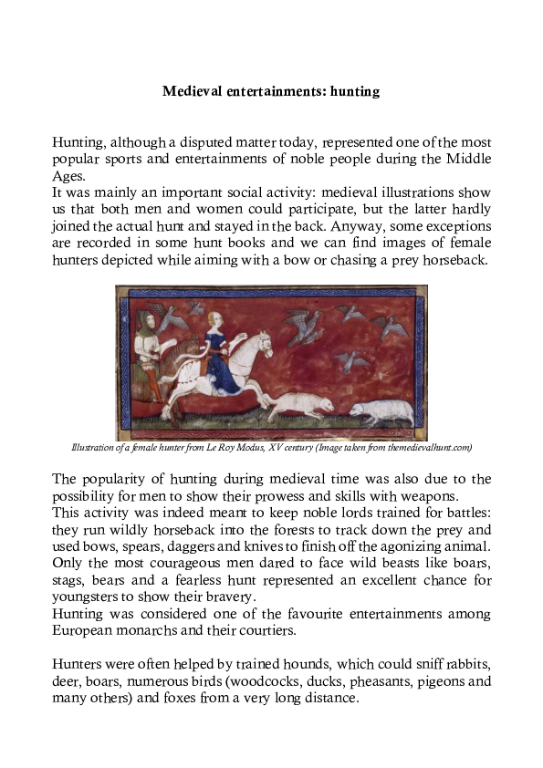 (DOC) A sport for kings: the role of hunting in medieval times