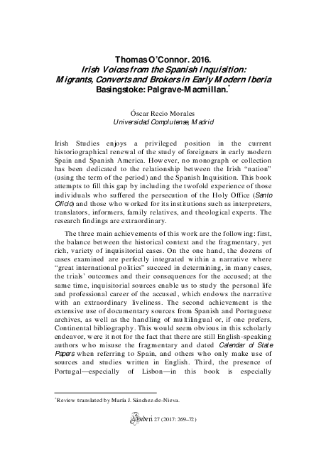 (PDF) ‘Caracena: champion of the Irish; hunter of the Moriscos’, in ...