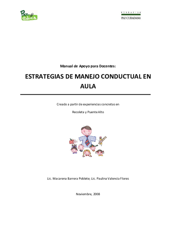 (PDF) ESTRATEGIAS DE MANEJO DE CONDUCTA EN EL AULA