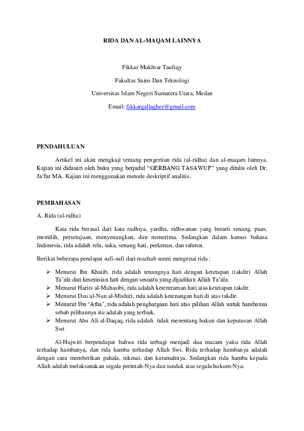 (PDF) RIDA DAN AL-MAQAM LAINNYA