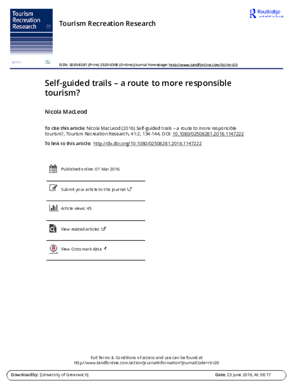 (PDF) Self-guided trails – a route to more responsible tourism?