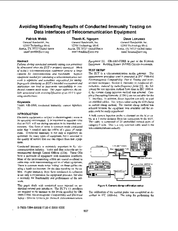 (PDF) Avoiding misleading results of conducted immunity testing on data ...