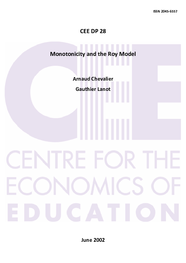 (PDF) Monotonicity and the Roy Model