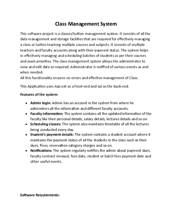 (DOC) Class Management System