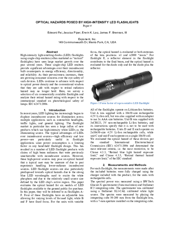 (PDF) Exponent Optical Hazard Posed by LED Flashlights