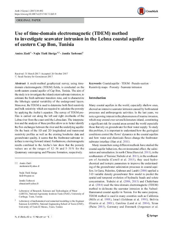 (PDF) Use of time-domain electromagnetic (TDEM) method to investigate ...