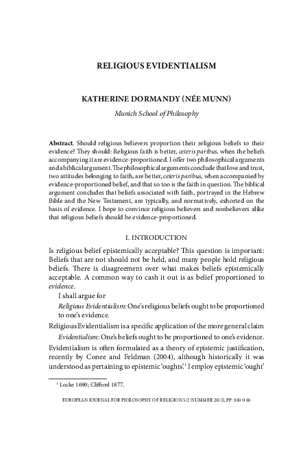 (PDF) Religious Evidentialism