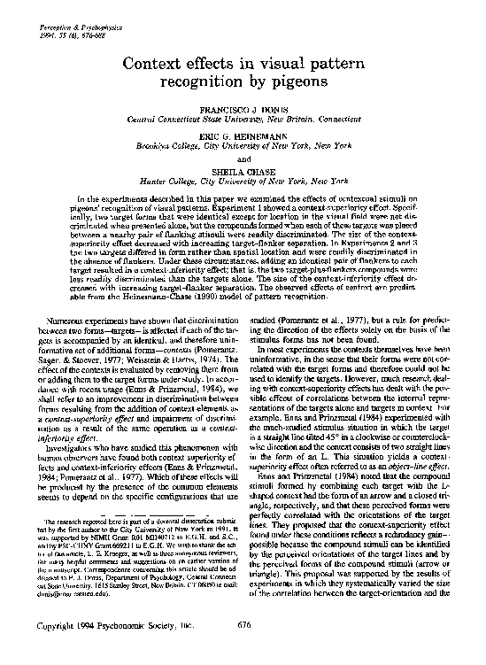 (PDF) Context effects in visual pattern recognition by pigeons