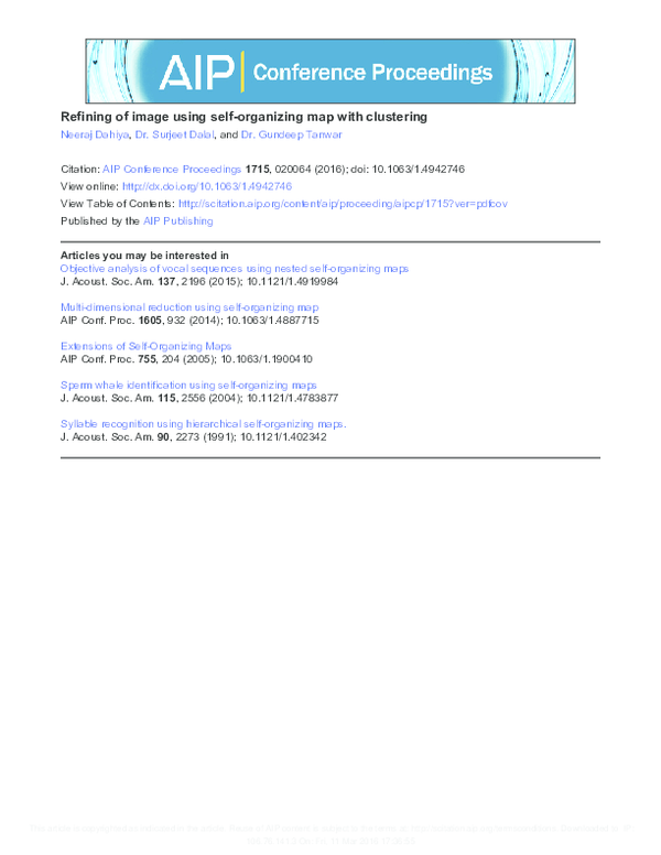 (PDF) Refining of image using self-organizing map with clustering (PDF) Refining of image using self-organizing map with clustering