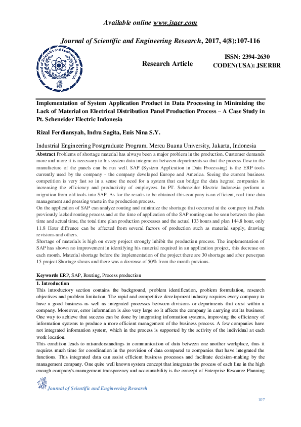 (PDF) Implementation of System Application Product in Data Processing ...