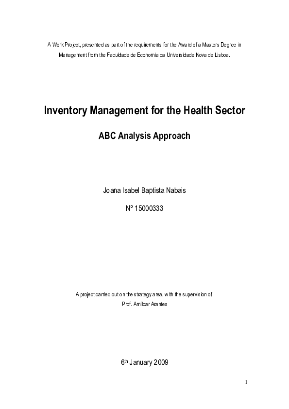 (PDF) Inventory Management for the Health Sector ABC Analysis Approach ...