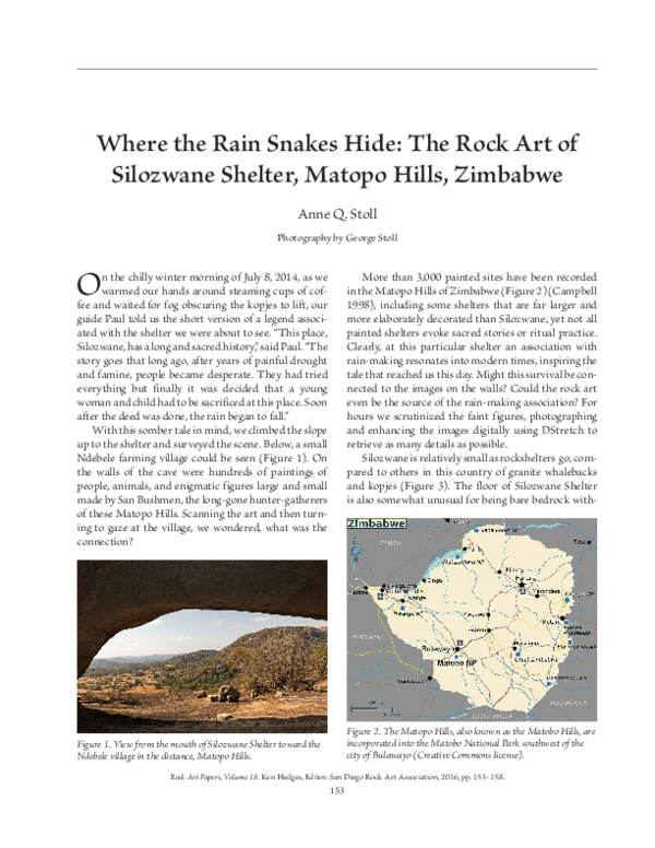 (PDF) Where the Rain Snakes Hide: The Rock Art of Silozwane Shelter ...