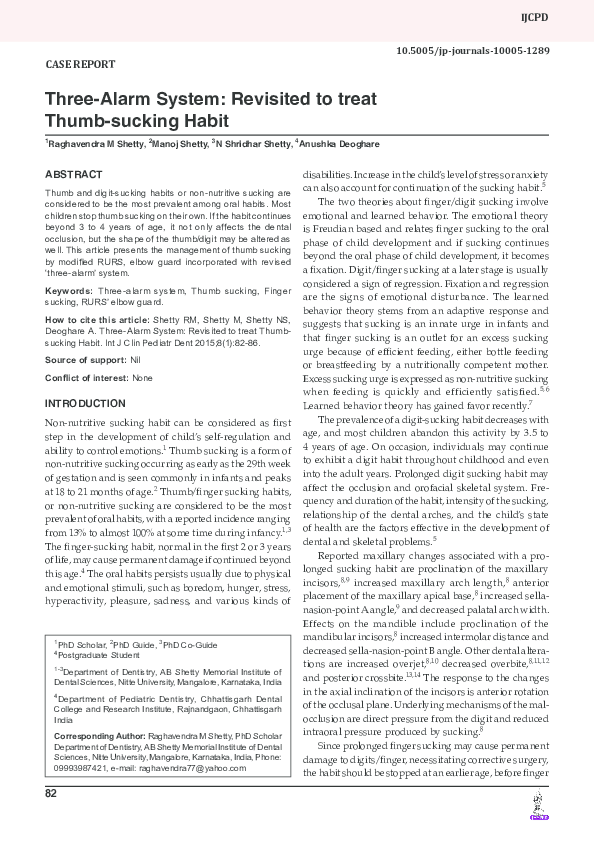 (PDF) Three-Alarm System: Revisited to treat Thumb-sucking Habit