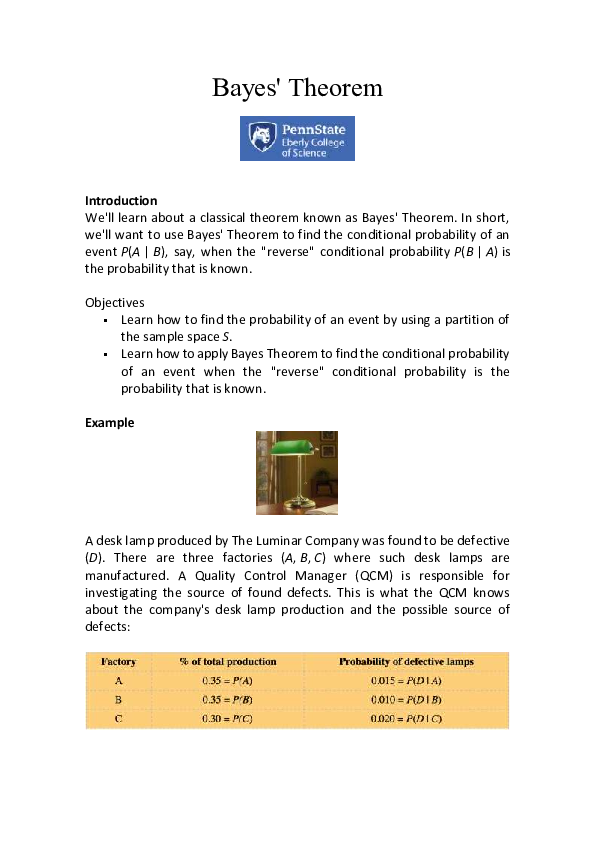 (PDF) Bayes' Theorem
