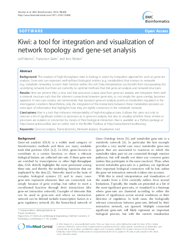 (PDF) Kiwi: a tool for integration and visualization of network ...