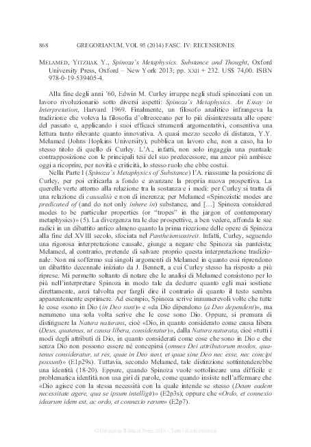 (PDF) Yitzhak Melamed, Spinoza’s Metaphysics. Substance and Thought ...