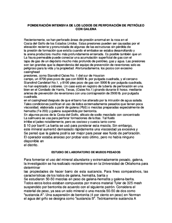 (DOC) PONDERACIÓN INTENSIVA DE LOS LODOS DE PERFORACIÓN DE PETRÓLEO CON ...