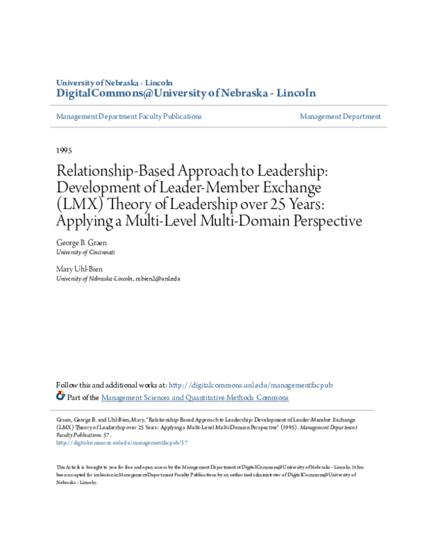 (PDF) Relationship-Based Approach to Leadership: Development of Leader ...