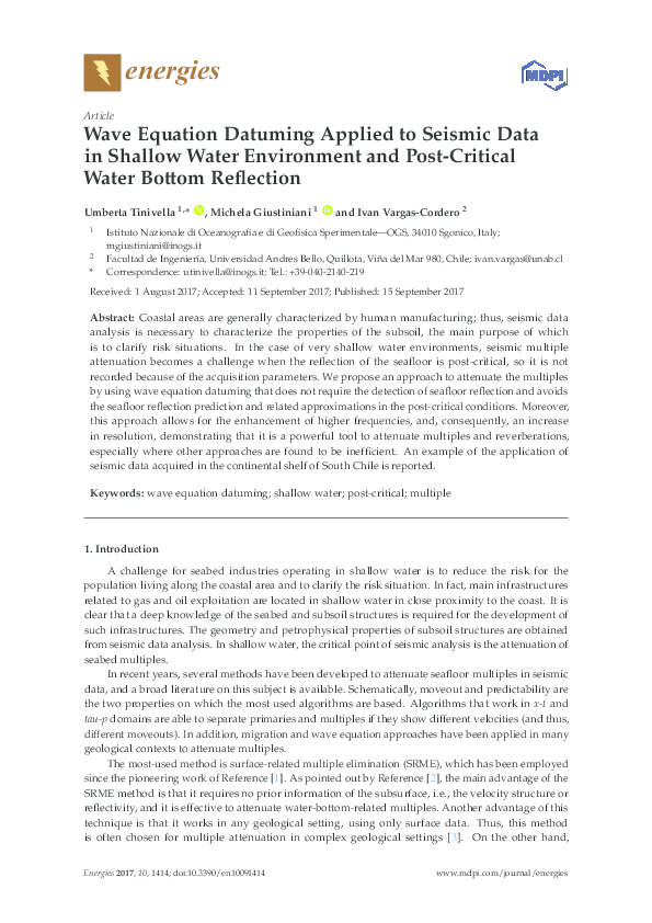 Pdf Wave Equation Datuming Applied To Seismic Data In Shallow Water Environment And Post