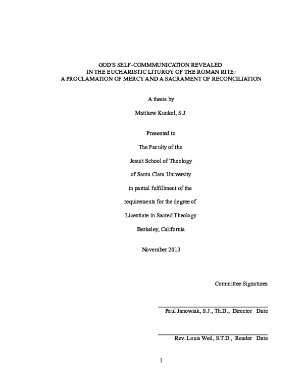 (PDF) GOD'S SELF-COMMMUNICATION REVEALED IN THE EUCHARISTIC LITURGY OF ...
