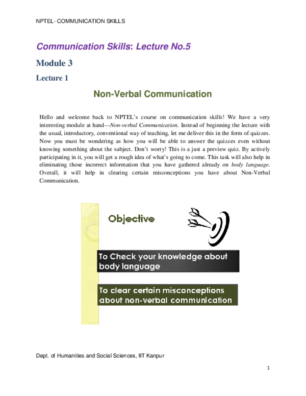 Pdf Communication Skills Lecture No5 Module 3 Lecture 1