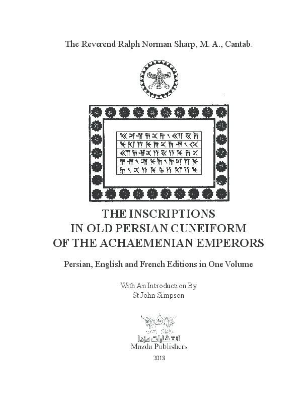 (PDF) THE INSCRIPTIONS IN OLD PERSIAN CUNEIFORM OF THE ACHAEMENIAN EMPERORS