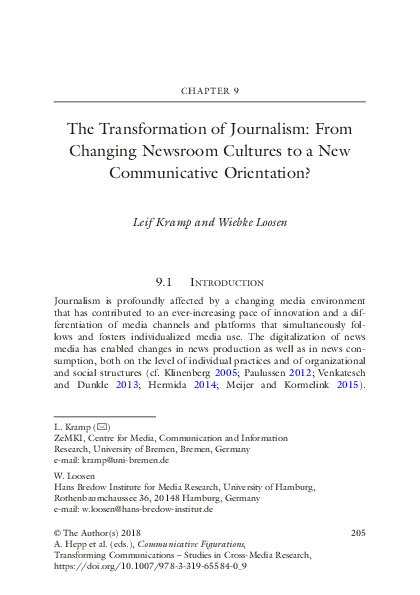 (PDF) The Transformation of Journalism: From Changing Newsroom Cultures ...
