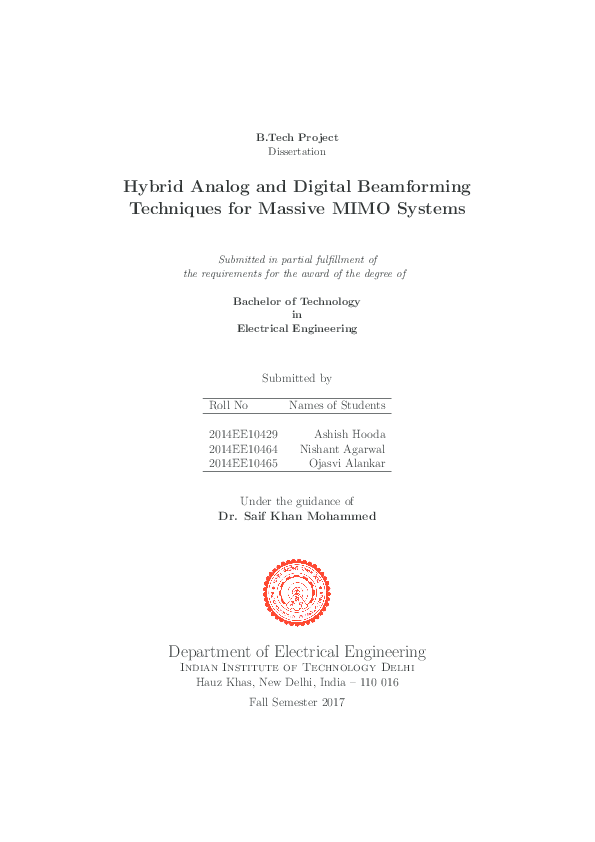 Pdf Hybrid Analog And Digital Beamforming Techniques For Massive Mimo Systems