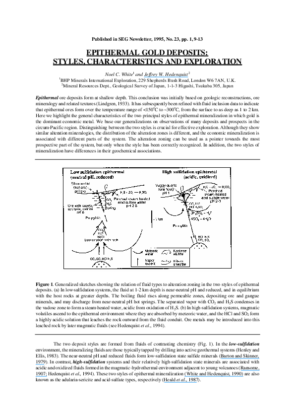 (PDF) Epithermal gold deposits Styles characteristics an