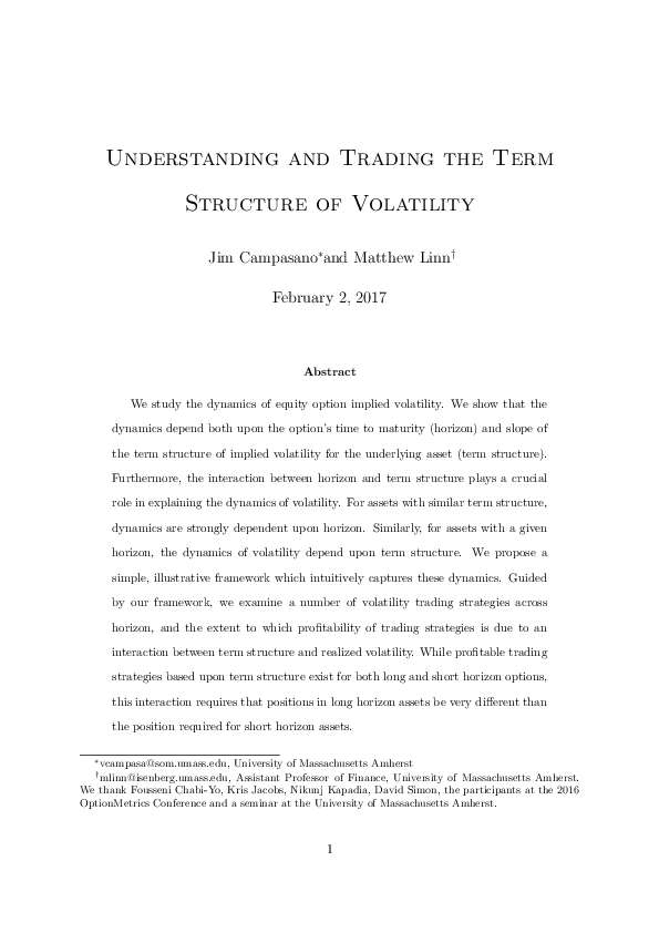 (PDF) Understanding and Trading the Term Structure of Volatility
