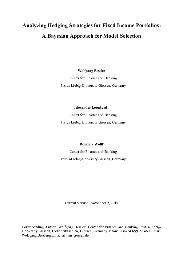 (PDF) Analyzing Hedging Strategies for Fixed Income Portfolios: A Bayesian Approach for Model ...
