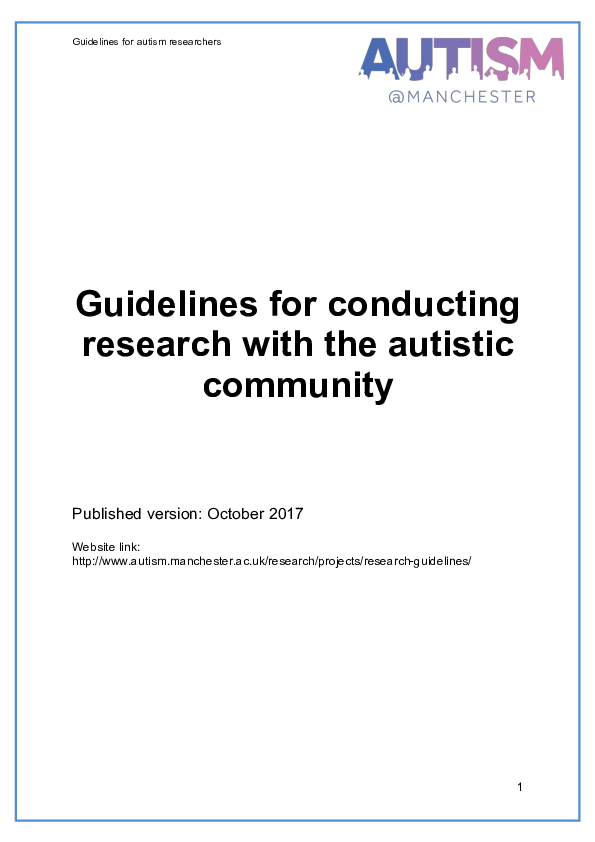 (PDF) Guidelines for conducting research with the autistic community