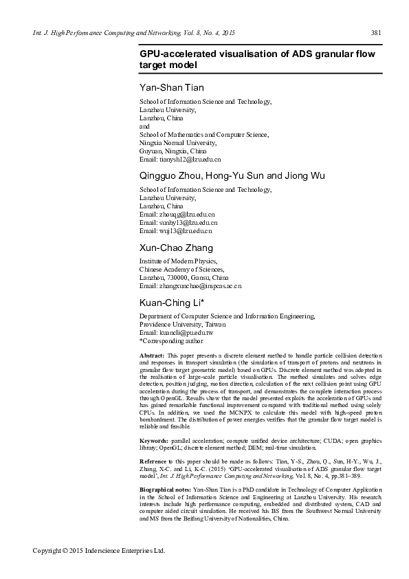 (PDF) GPU-accelerated visualisation of ADS granular flow target model