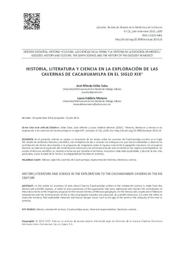 (PDF) 2015 HISTORIA, LITERATURA Y CIENCIA .pdf | José Alfredo Uribe ...