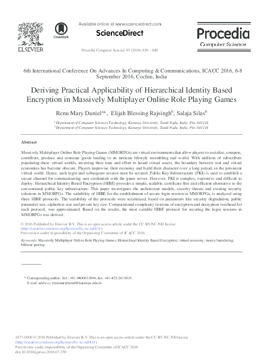 Pdf Deriving Practical Applicability Of Hierarchical Identity Based Encryption In Massively