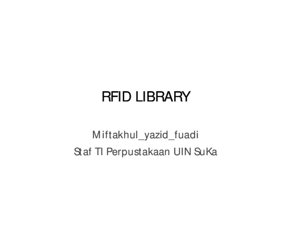 (PDF) RFID LIBRARY - sekilas rfid perpustakaan UIN Sunan Kalijaga ...