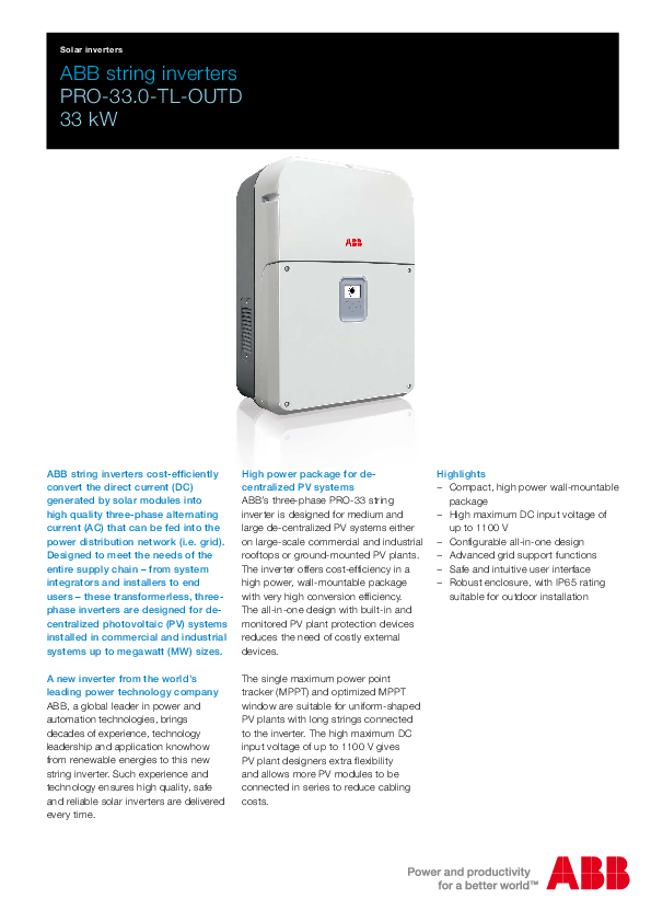(PDF) ABB string inverters PRO-33.0-TL-OUTD 33 kW