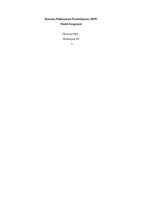 (DOC) Rencana Pelaksanaan Pembelajaran (RPP) Model Integrated Rencana Pelaksanaan Pembelajaran ...