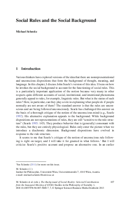 (PDF) Social Rules and the Social Background