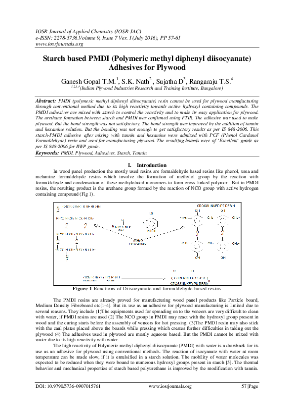 (PDF) Starch based PMDI (Polymeric methyl diphenyl diisocyanate ...