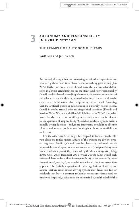 (PDF) Autonomy and Responsibility in Hybrid Systems: The Example of ...