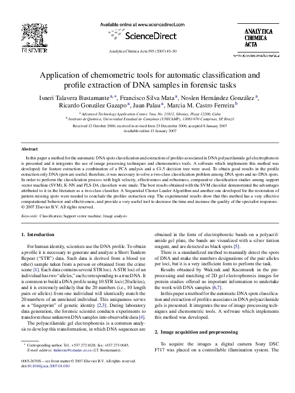(PDF) Application of chemometric tools for automatic classification and ...