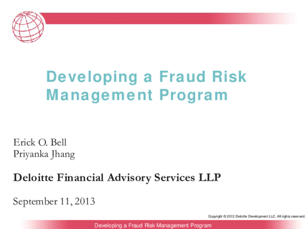 (PDF) Developing a Fraud Risk Management Program Developing a Fraud ...