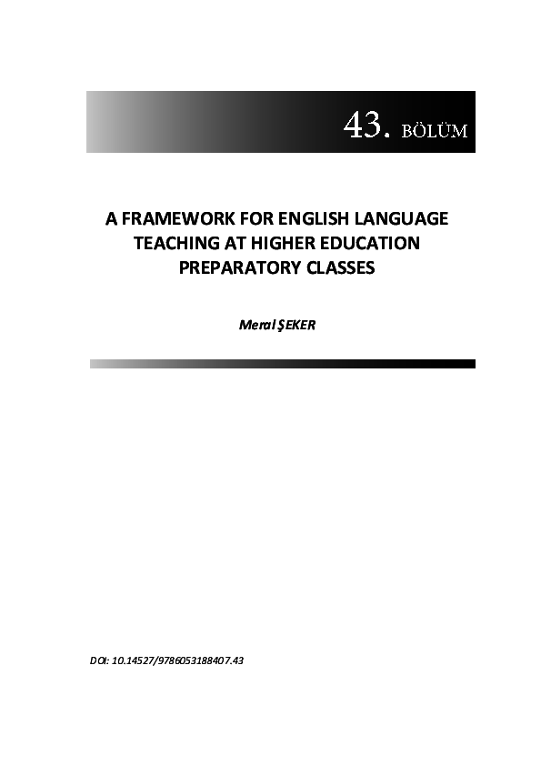 (PDF) A FRAMEWORK FOR ENGLISH LANGUAGE TEACHING AT HIGHER EDUCATION ...