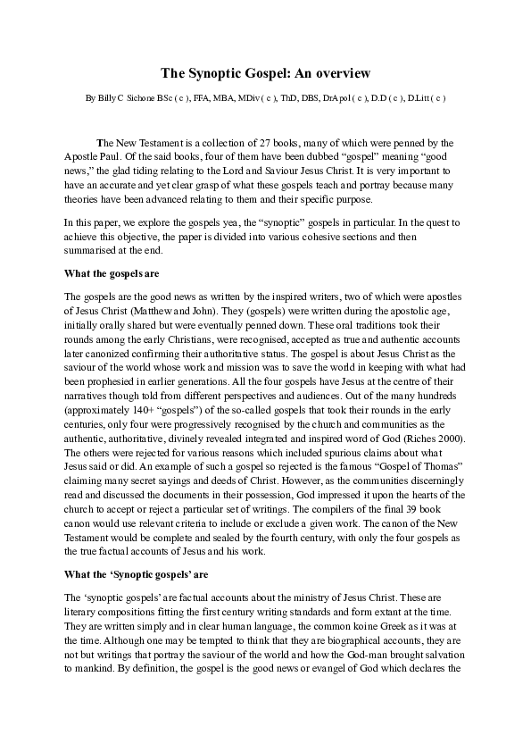 (DOC) The Synoptic Gospels an overview.doc