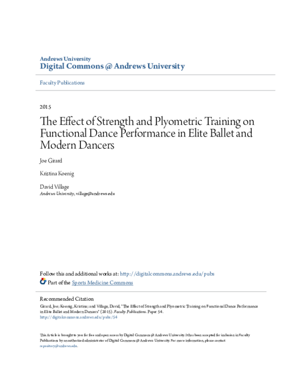 (PDF) The Effect of Strength and Plyometric Training on Functional ...