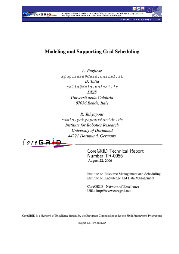 (PDF) Modeling and Supporting Grid Scheduling
